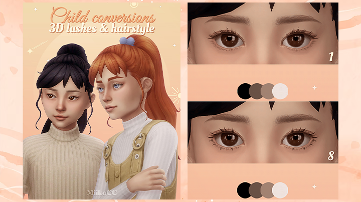 3D Eyelashes + Makoto Hair by Miiko | Українське Sims-ком'юніті