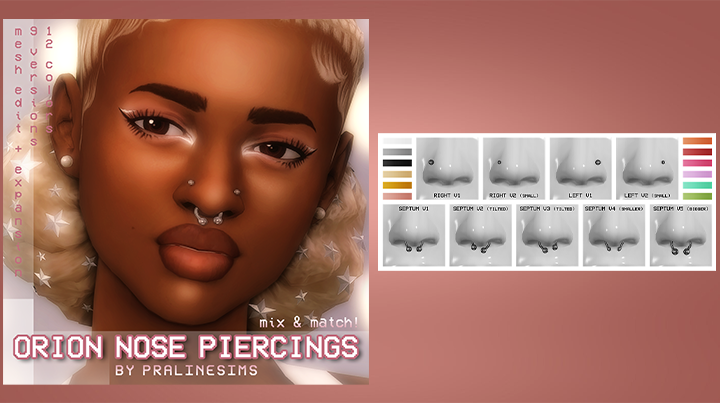 Orion Nose Piercings by Pralinesims | Українське Sims-ком'юніті