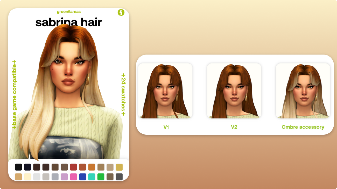 Sabrina Hair by Greenllamas | Українське Sims-ком'юніті